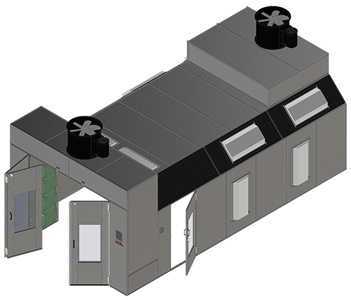 Pressurized Reverse Flow Paint Booth: Paint Booths